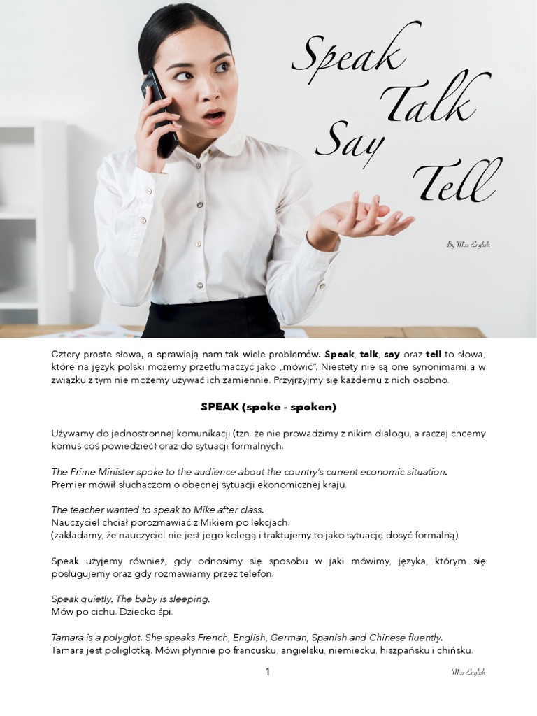 Say, Tell, Talk, Speak | PDF