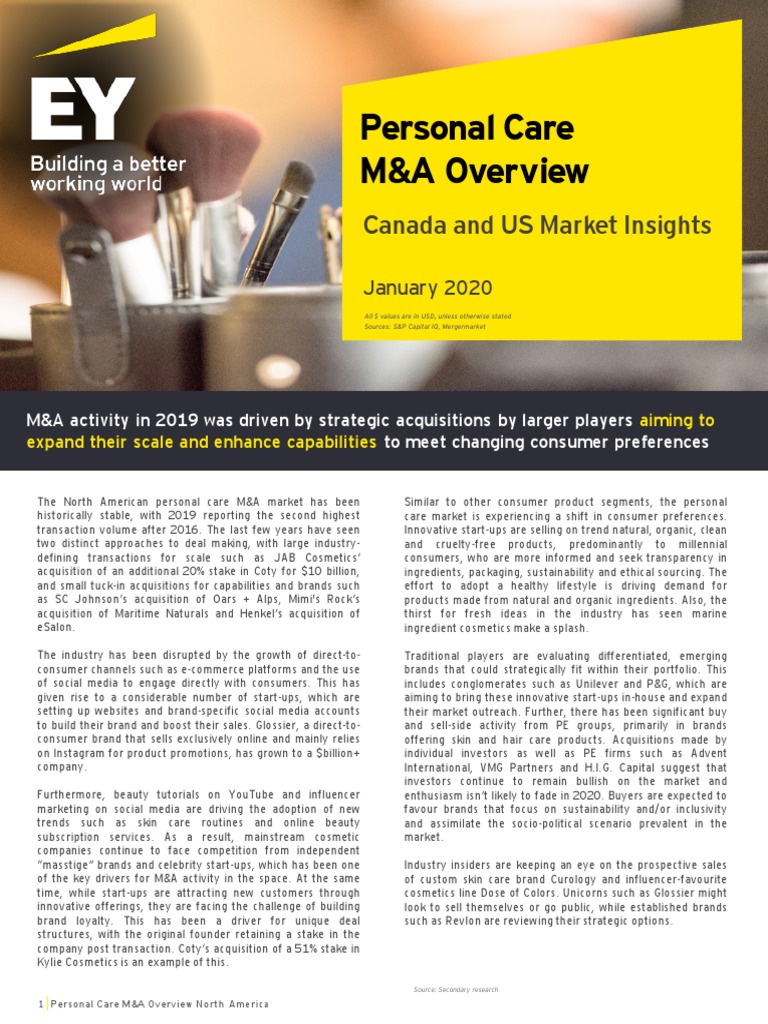 Ey Personal Care Mergers and Acquisitions Overview 2019 v2 | PDF
