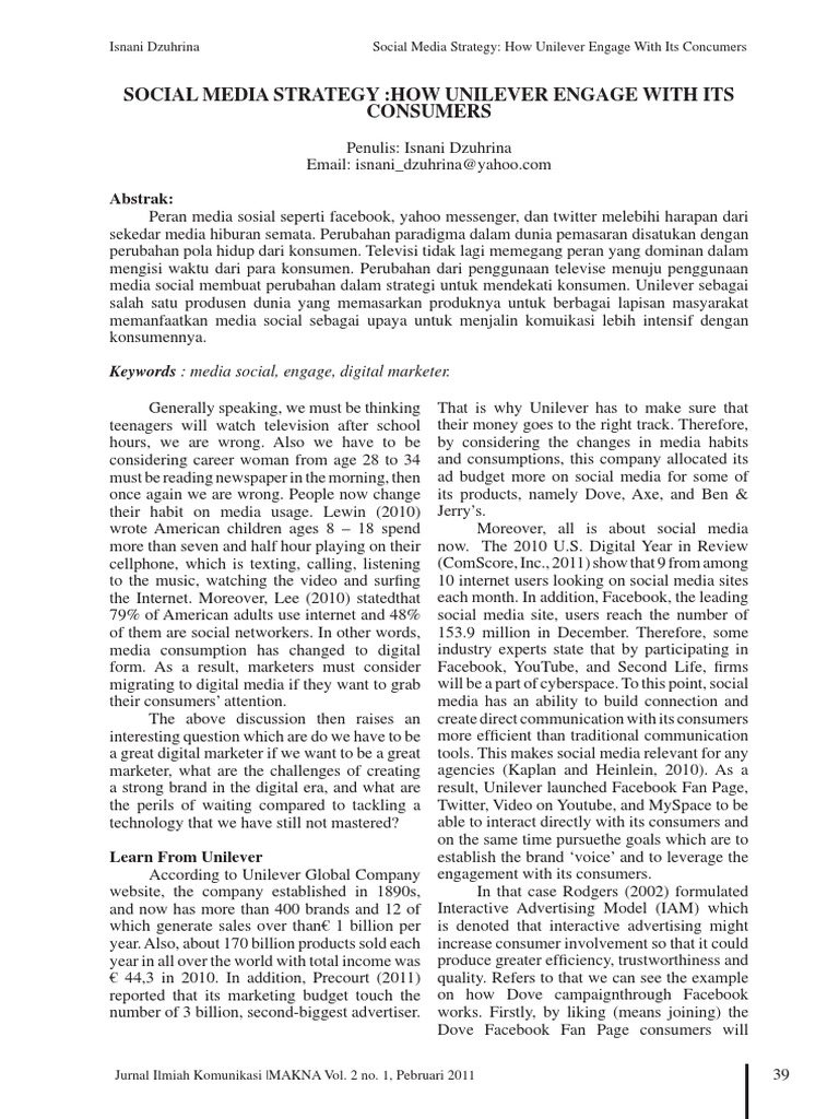 SOCIAL MEDIA STRATEGY HOW UNILEVER ENGAGE WITH ITS Consumers PDF | PDF | Social Media | Popular ...