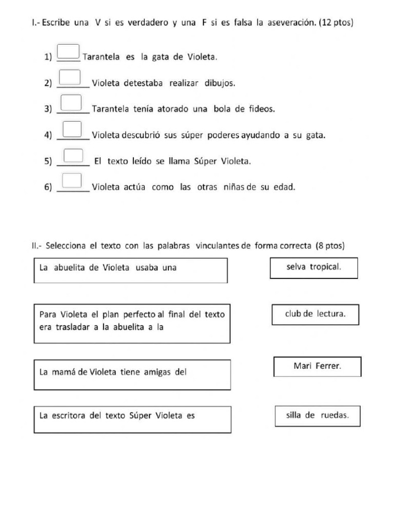 Prueba de libro Súper Violeta | PDF
