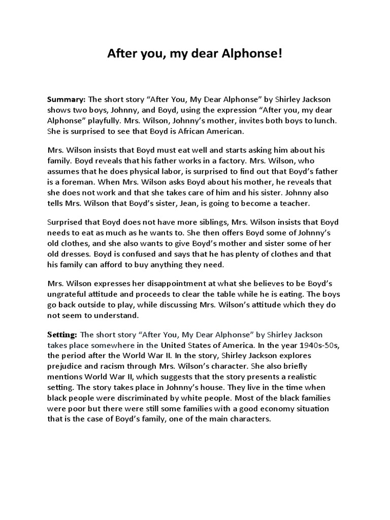 After You My Dear Alphonse | PDF | Prejudices | Racism