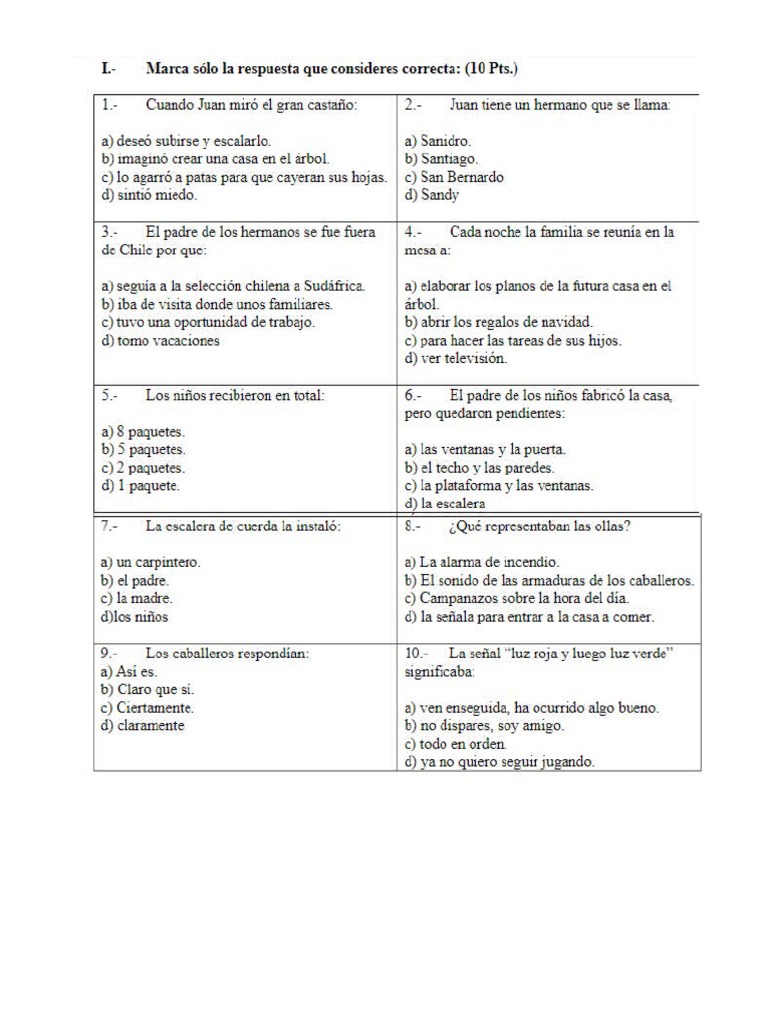 Prueba 6 La Cabaña en El Arbol | PDF