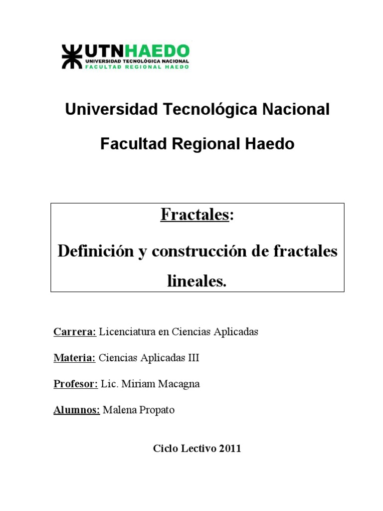 Fractales Lineales: Definición y Ejemplos | PDF | Fractal | Dimensión