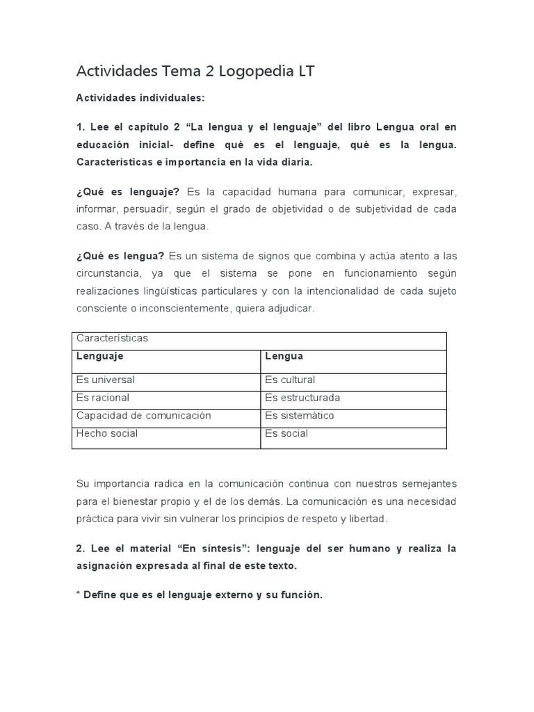 Actividades de Logopedia y Lenguaje | PDF | Comunicación | Pensamiento