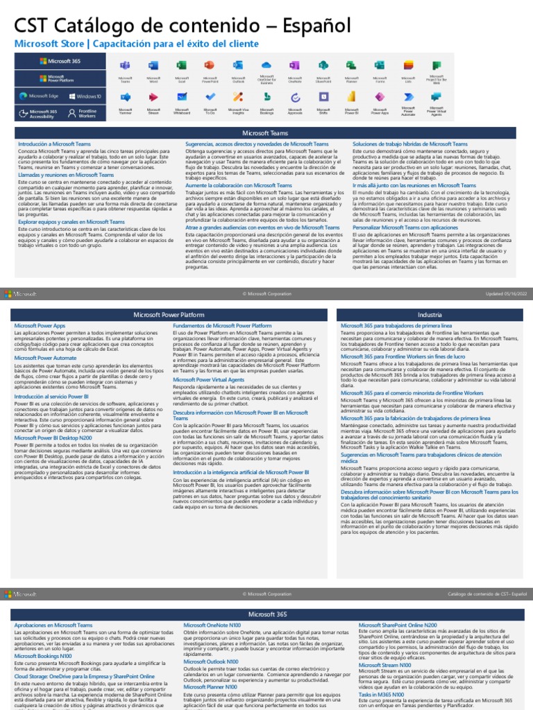 CST - Microsoft Store Customer Success Training Catalog - Spanish | PDF ...