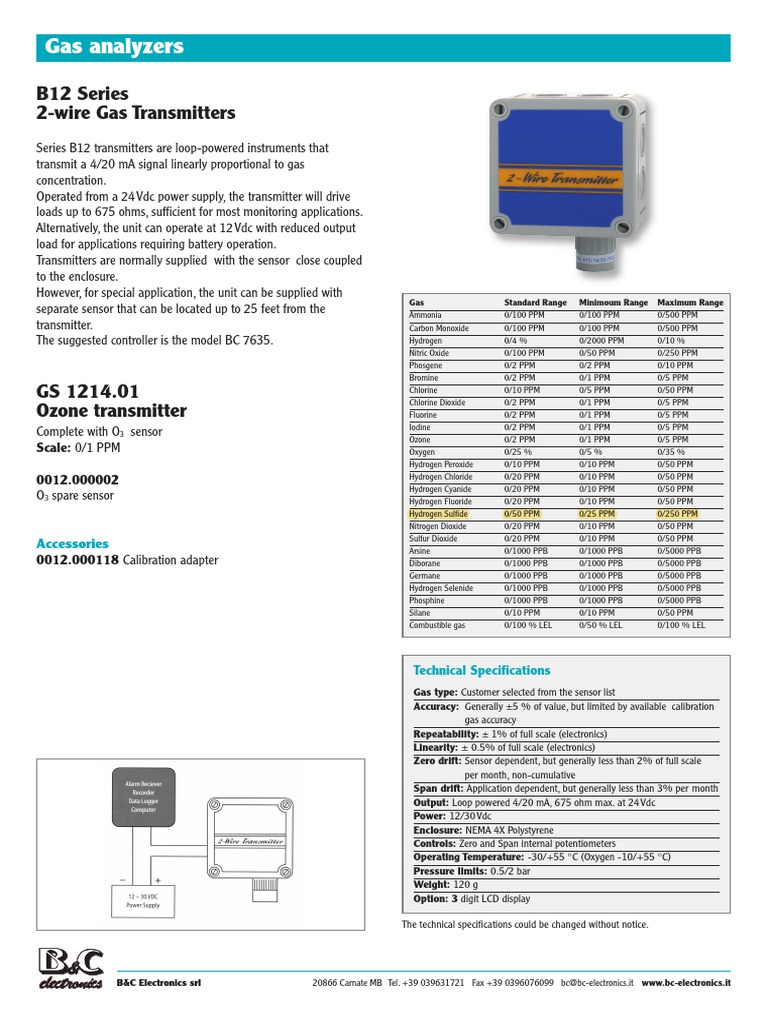 Specifications and Applications of the B12 Series 2-Wire Gas ...