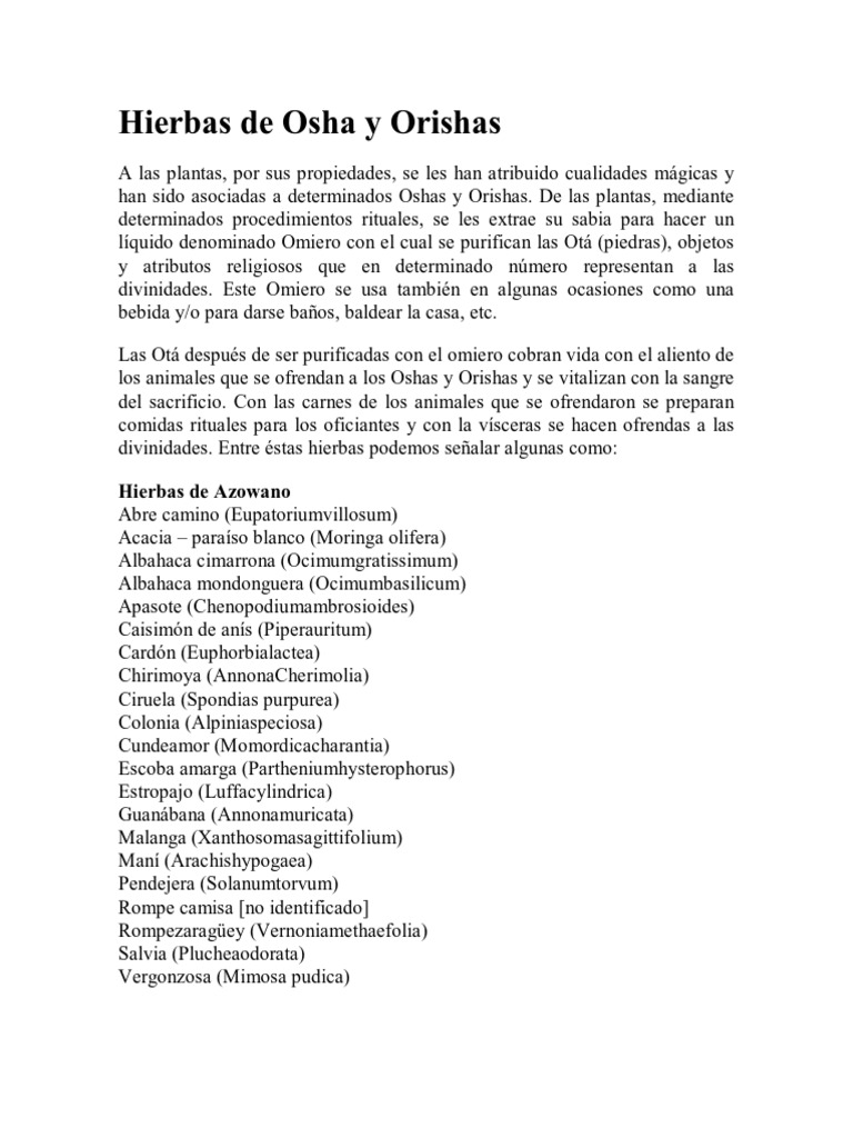 Hierbas de Osha y Orishas PDF | PDF