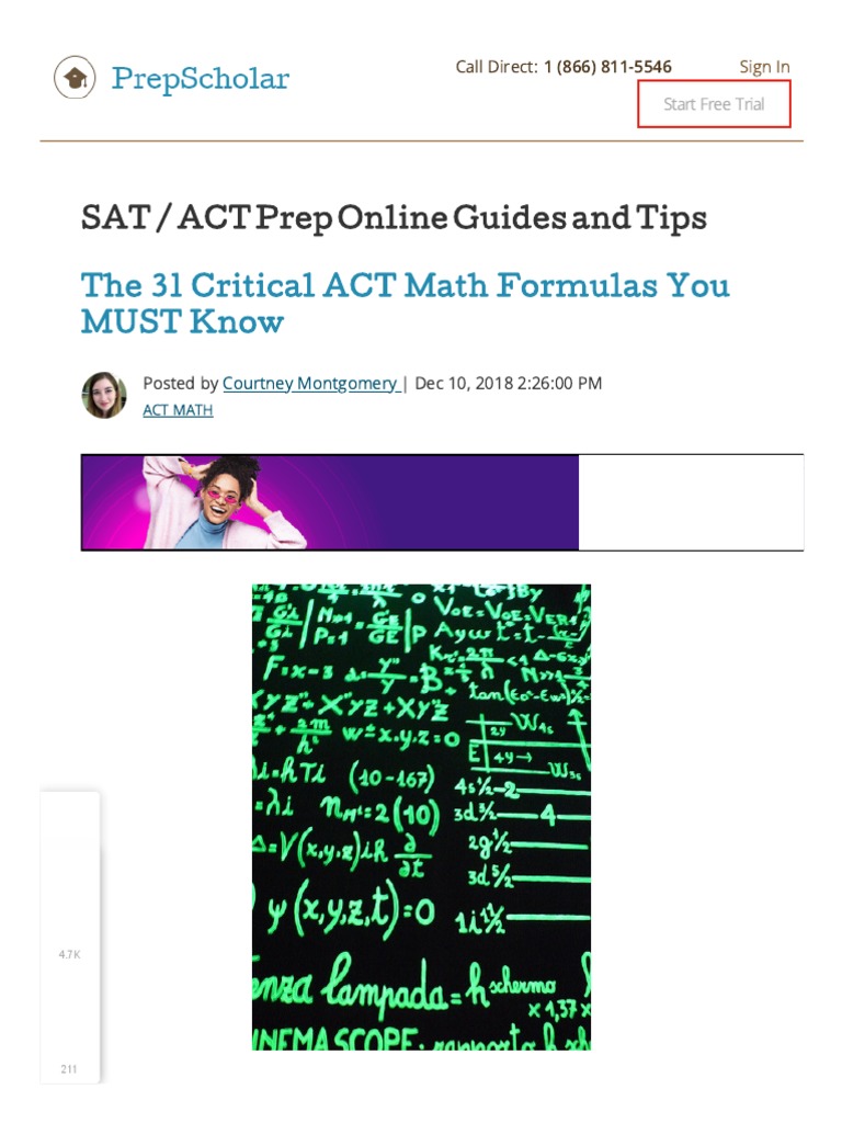 The 31 Critical ACT Math Formulas You MUST Know PDF | PDF ...
