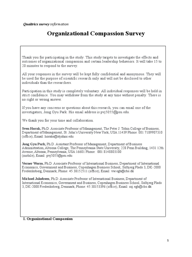 Organizational Compassion Survey Participation | PDF | Leadership ...