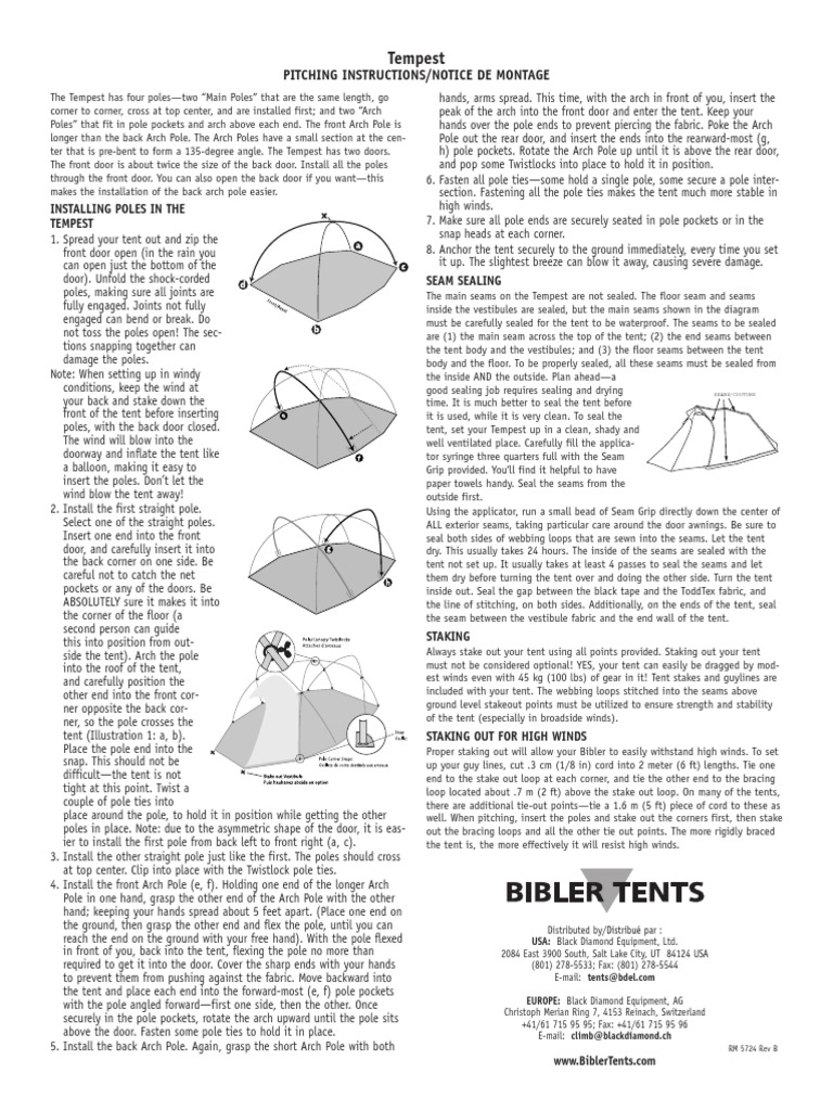Bibler Tempest Setup | PDF | Tent | Seam (Sewing)