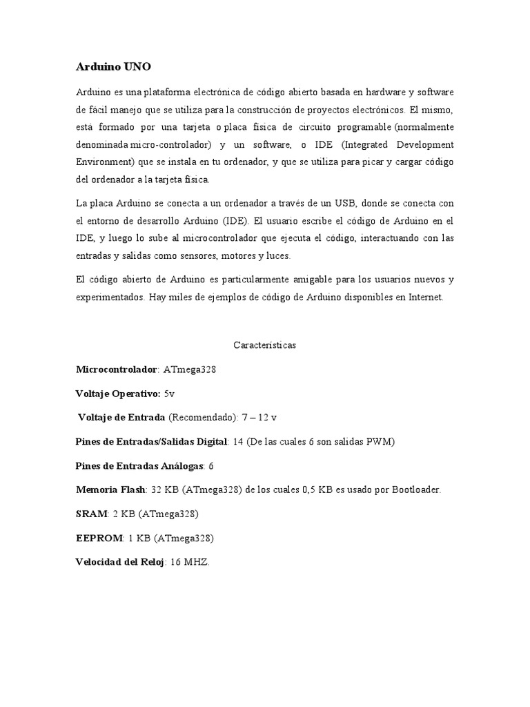 Arduino Uno Pdf Arduino Electrónica