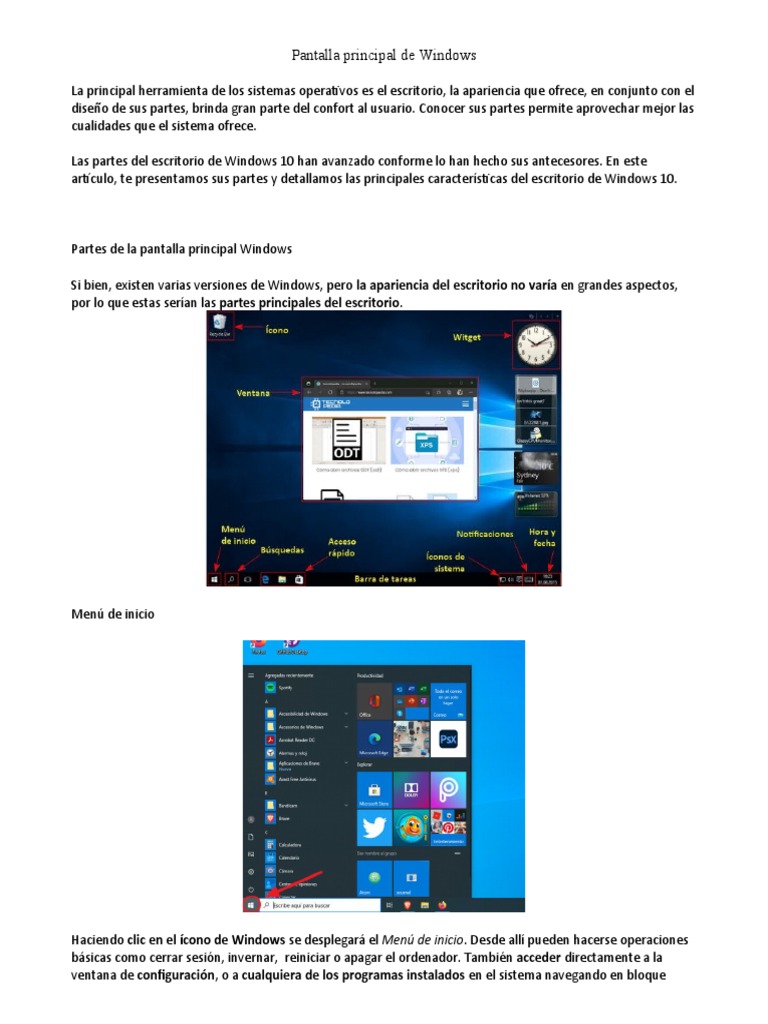 Pantalla Principal de Windows | PDF | Microsoft Windows | Plataformas ...