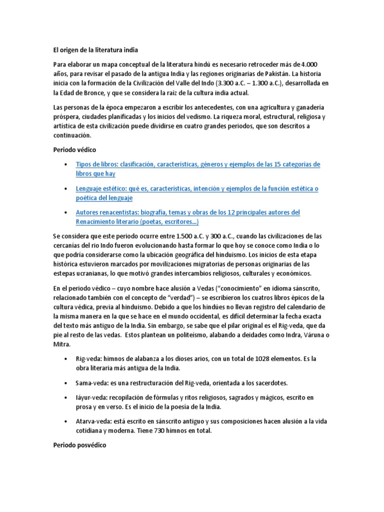El Origen de La Literatura India PDF | PDF | Literatura india | Vedas