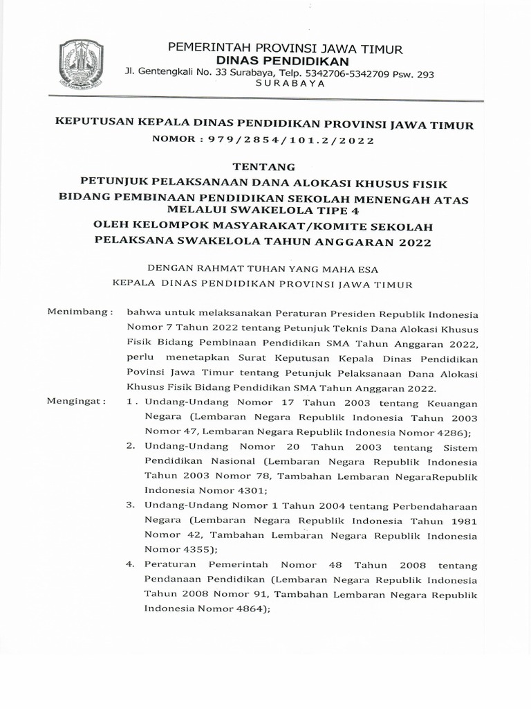 Draf Petunjuk Pelaksanaan DAK 2022 | PDF