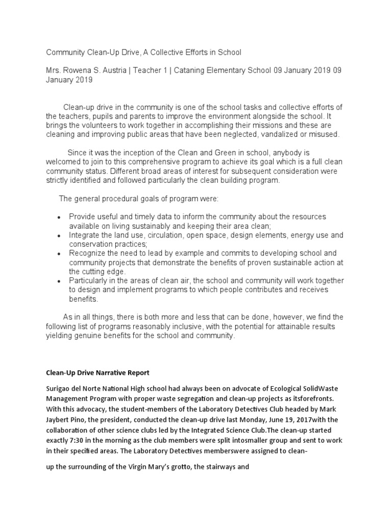 Community Clean-Up Drive Overview | PDF | Sustainability