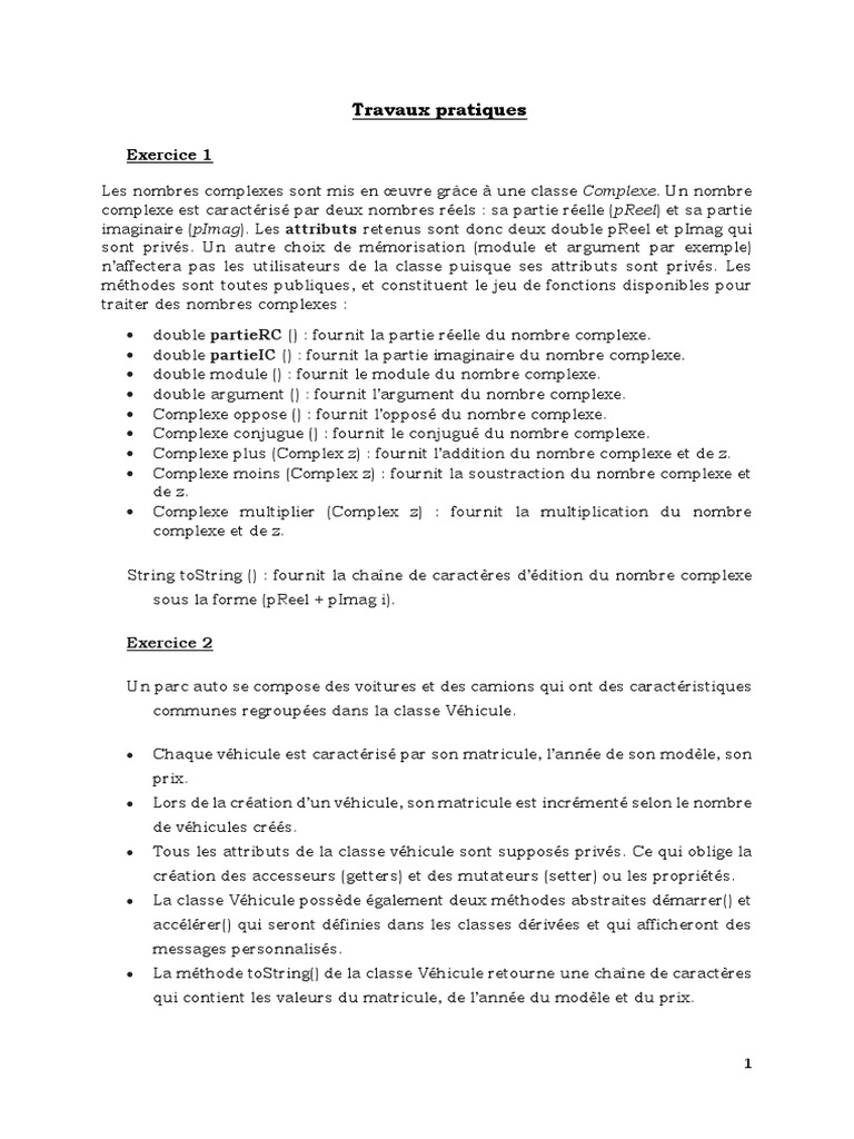 TD2 Poo | PDF | Nombre complexe | Salaires
