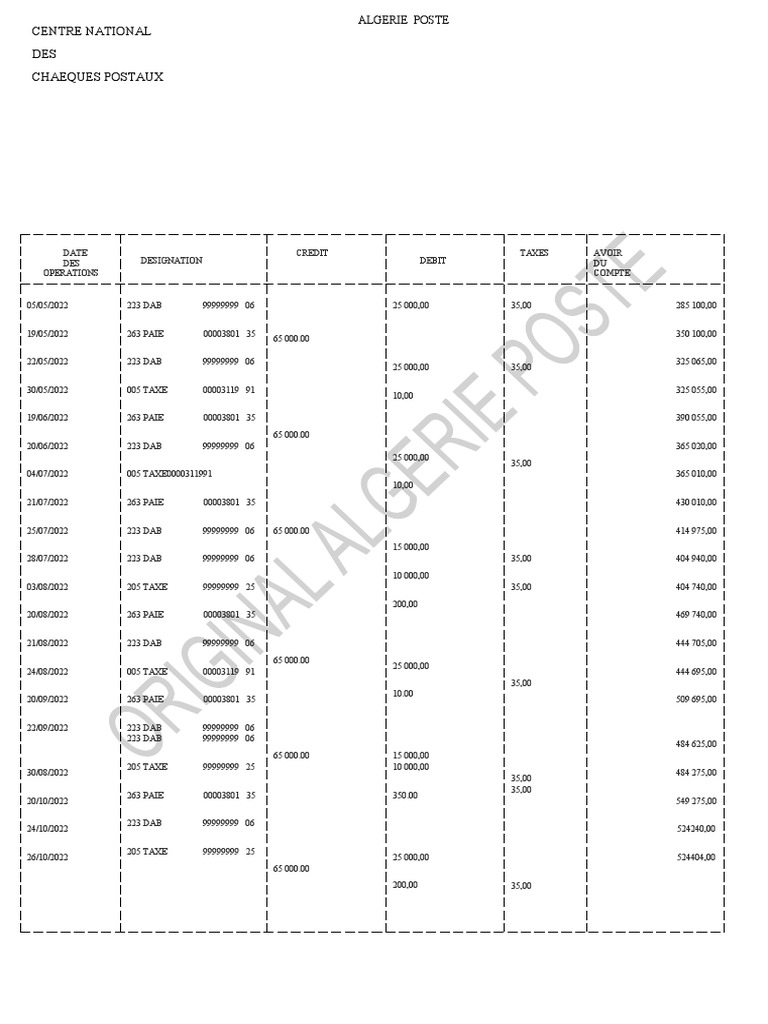 Relever de Compt CCP | PDF | Finance & Money Management