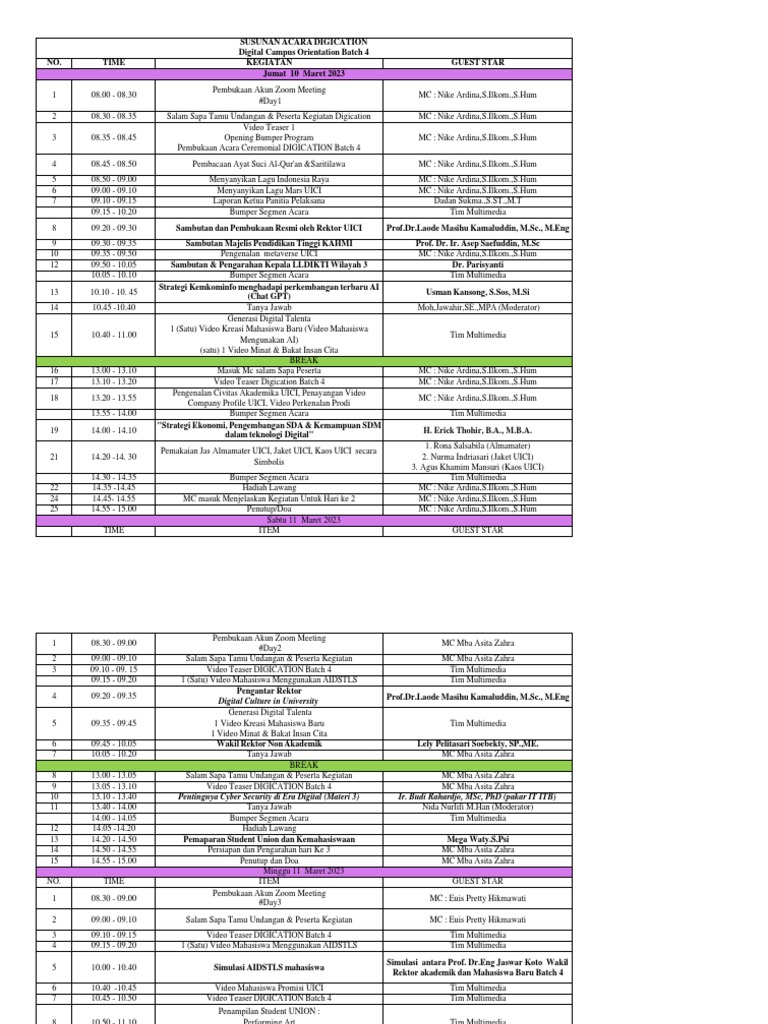 Susunan Acara Digication Terbaru 1 | PDF