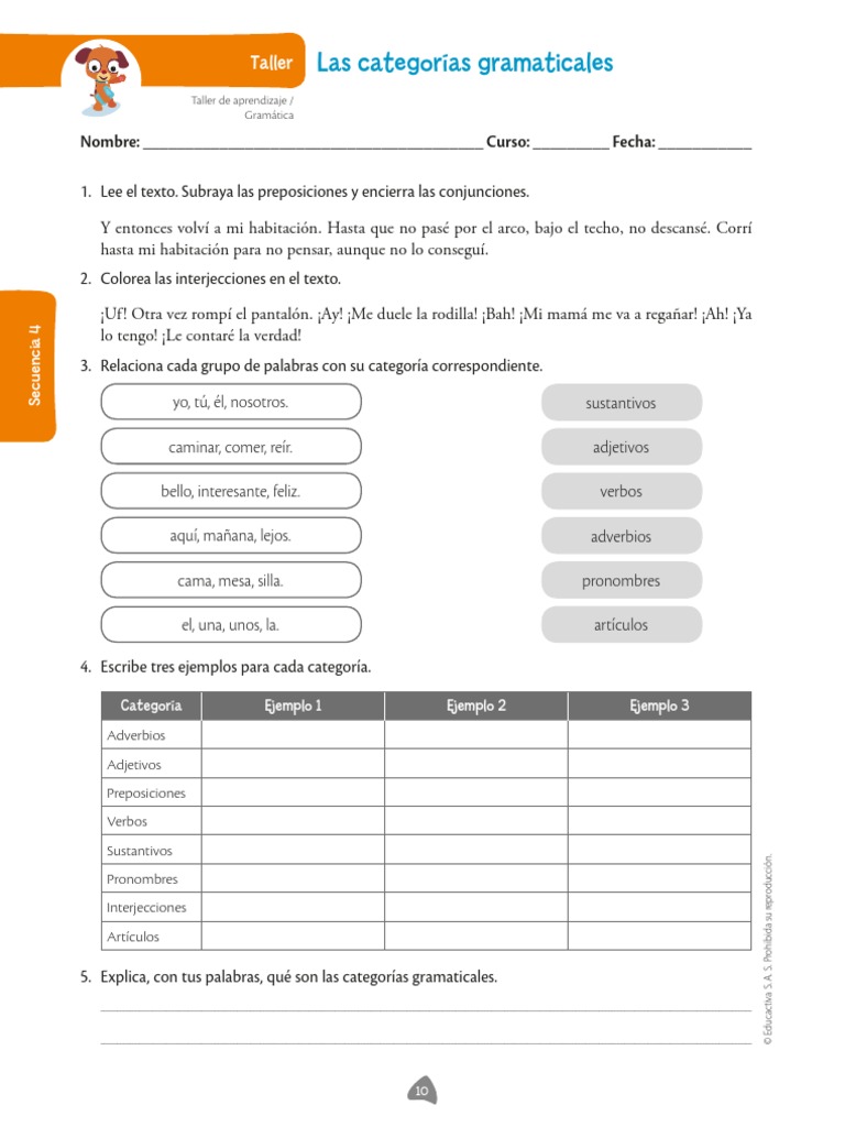 Categorias Esáñol | PDF | Parte del discurso | Mecánica del lenguaje