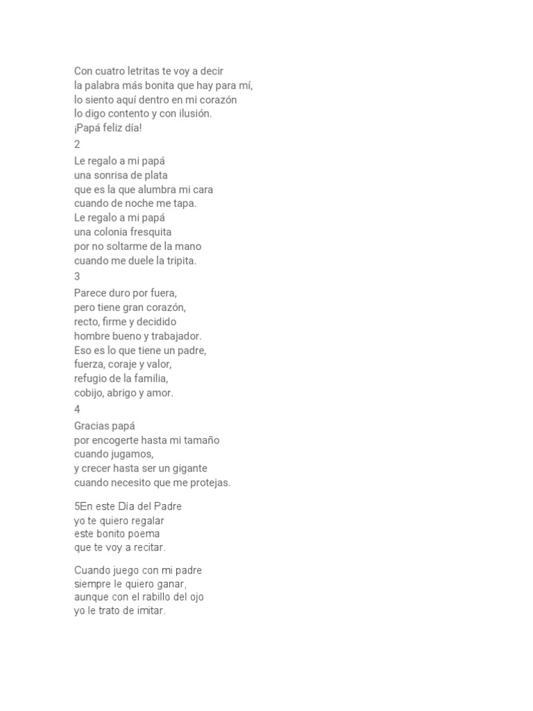 Poemas Del Día Del Padre Para Imprimir