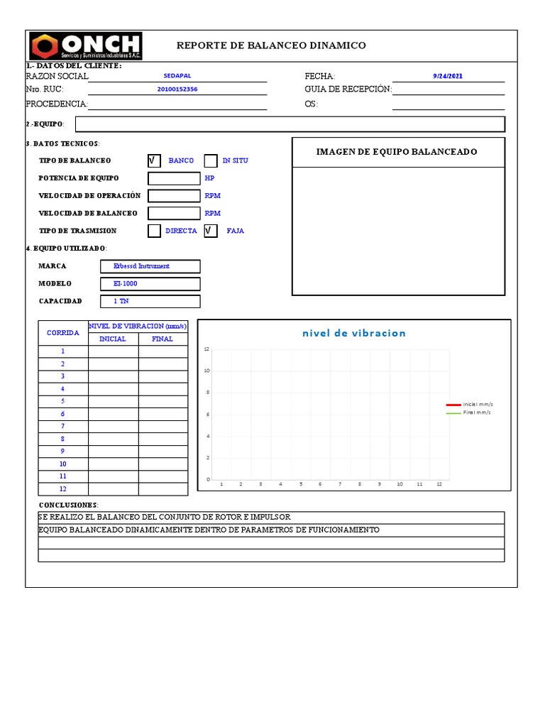 Formato de Balanceo Dinamico | PDF