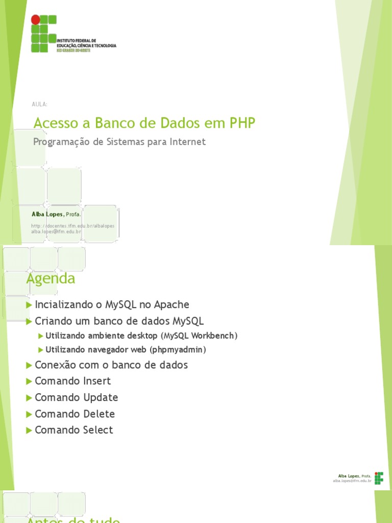 Aula 06 Acesso A Banco de Dados em PHP PDF | Download grátis PDF | Php ...