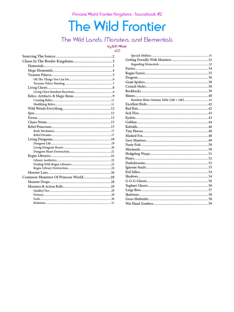 PWFK - Sourcebook #2 - The Wild Frontier - 0.1 | PDF