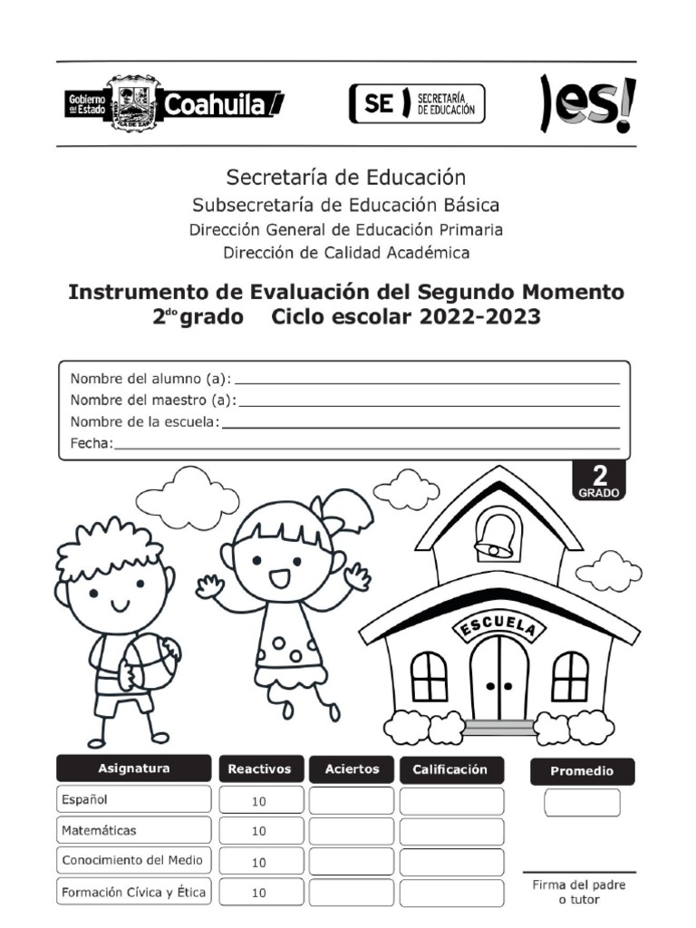 2° Inst. Eval. 2do. Momento Ciclo Escolar 22-23 | PDF