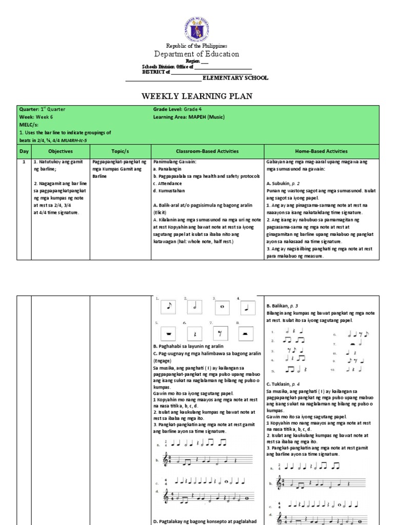 AEE Music4 WLP Q1 Week6 | PDF