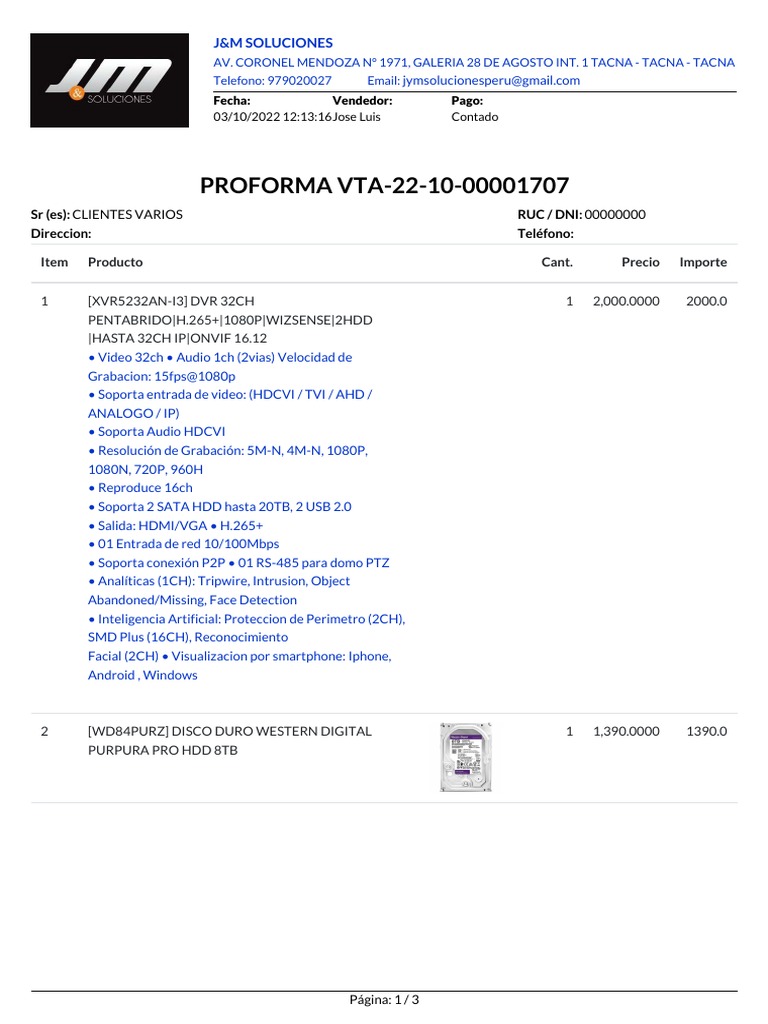 Proforma VTA-22-10-00001707 PDF | PDF | Aparatos de información ...