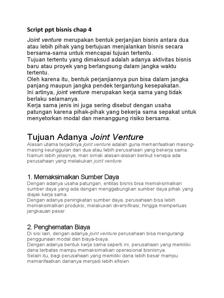Script PPT Bisnis Chapter 4 | PDF