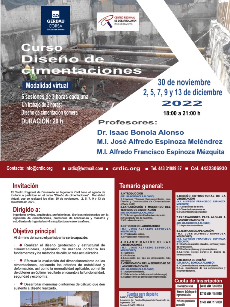 Curso Dise - o de Cimentaciones 2022 | PDF | Fundación (Ingeniería ...