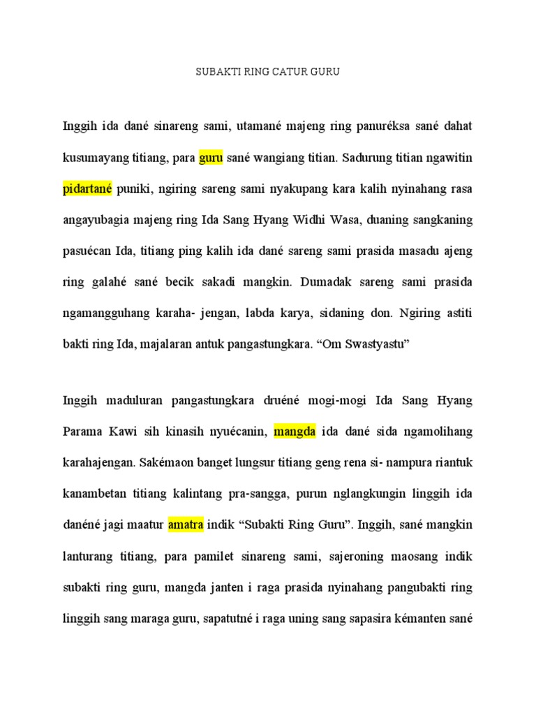 Dharma Wacana - Subakti Ring Catur Guru | PDF