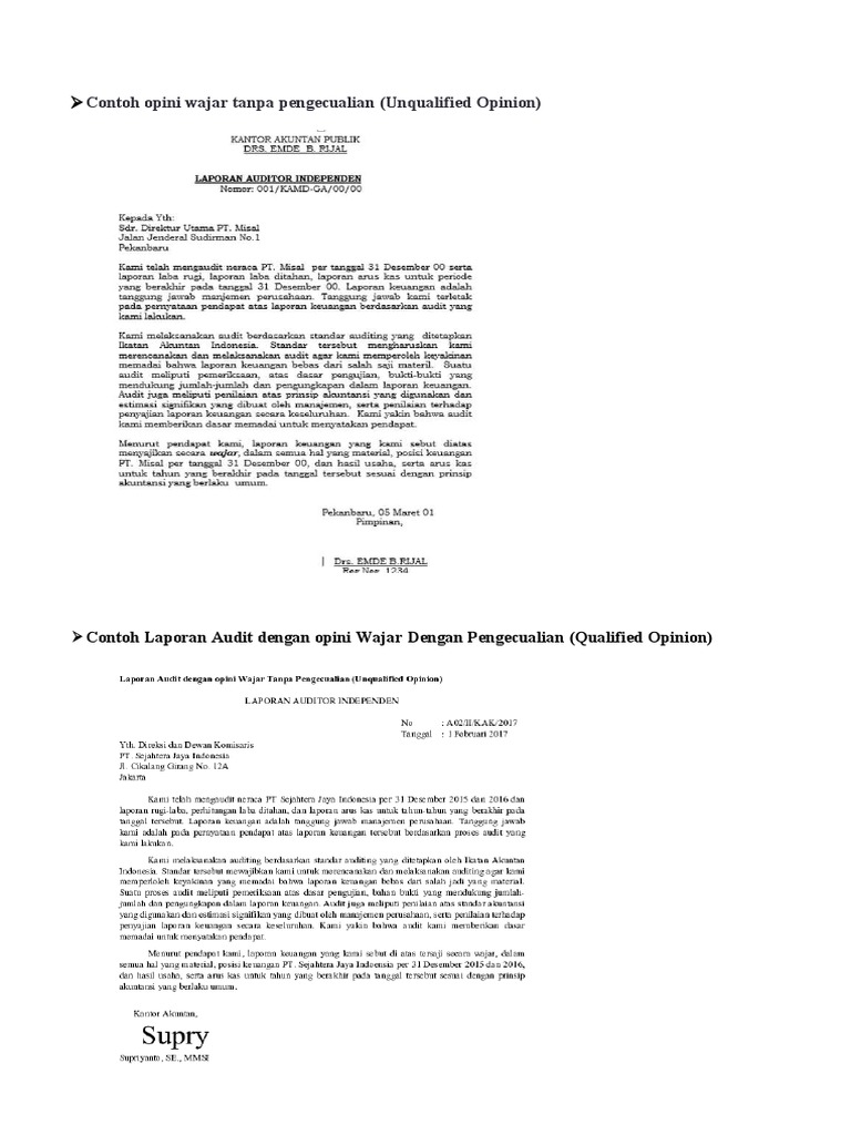 Contoh Opini Audit | PDF