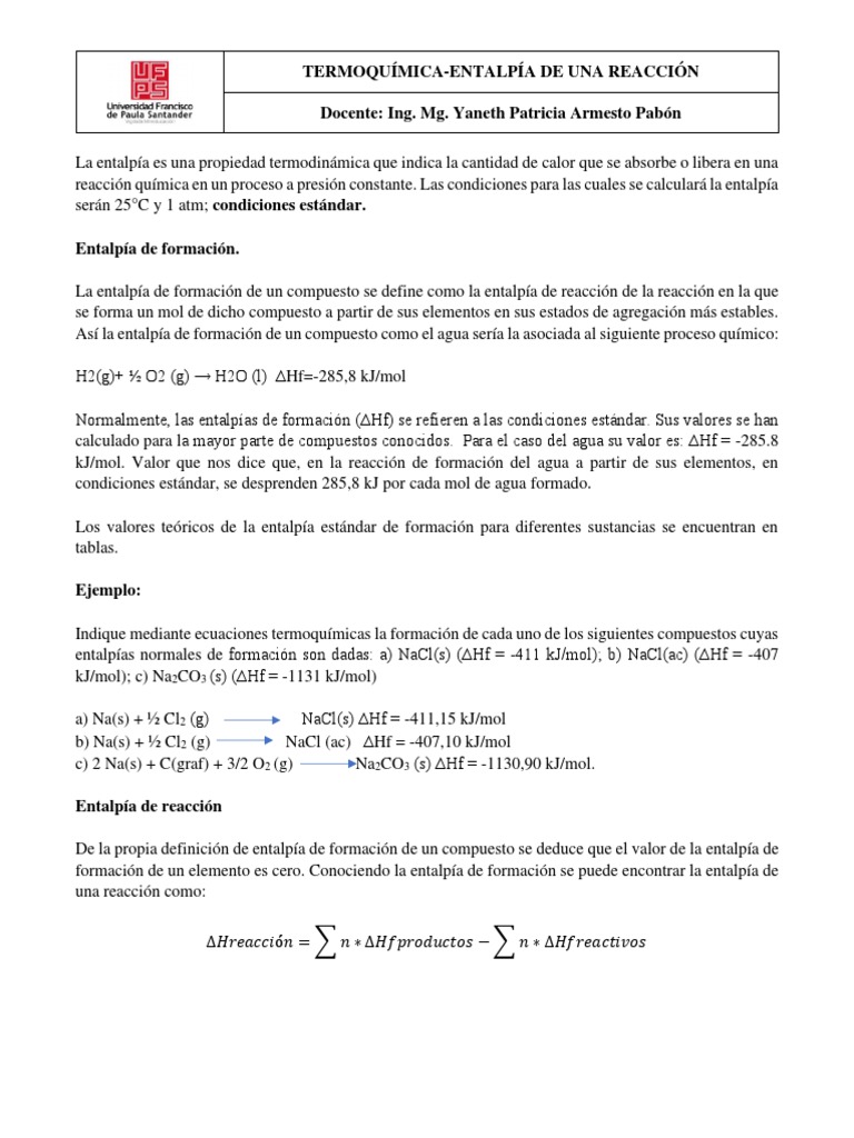 Termoquimica PDF | PDF | Entalpía | Combustión