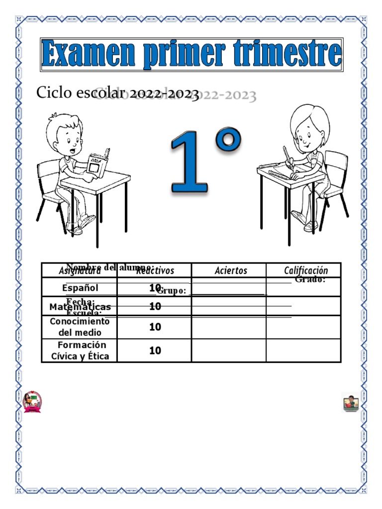 1° Examen Del Primer Trimestre PROFA KEMPIS | PDF