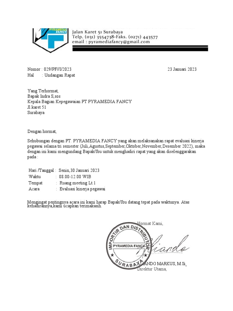 Surat Undangan Rapat 7 | PDF