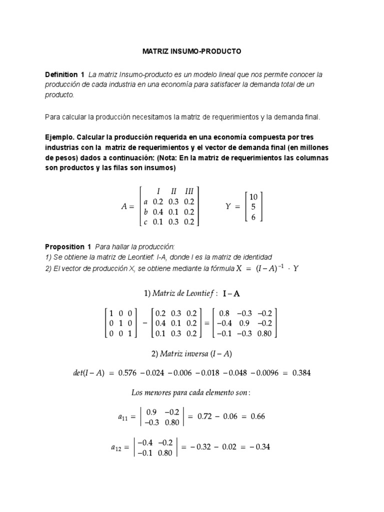 Matriz Insumo Producto 02 NOV 2020 | PDF | Matriz (Matemáticas) | Matemáticas