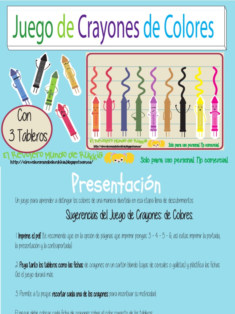 Juego de Crayones de Colores (A4) PDF | PDF | Amarillo | Percepción visual