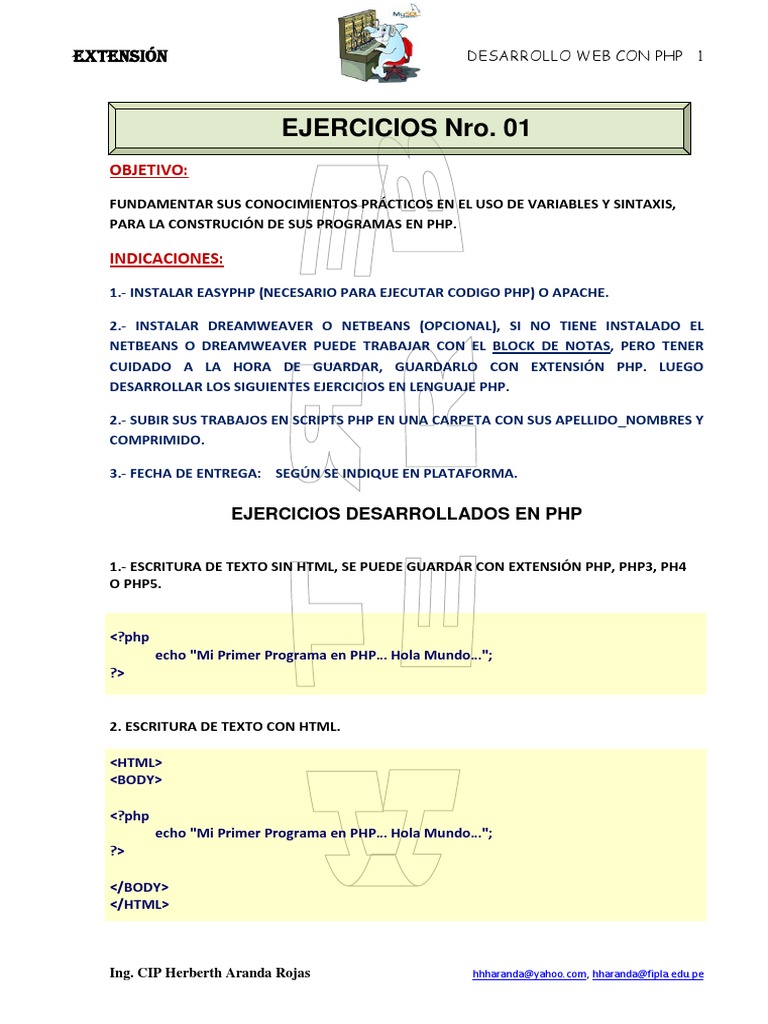 Ejercicios Desarrollados Sesion Nro 1-Php | PDF | Php | Informática
