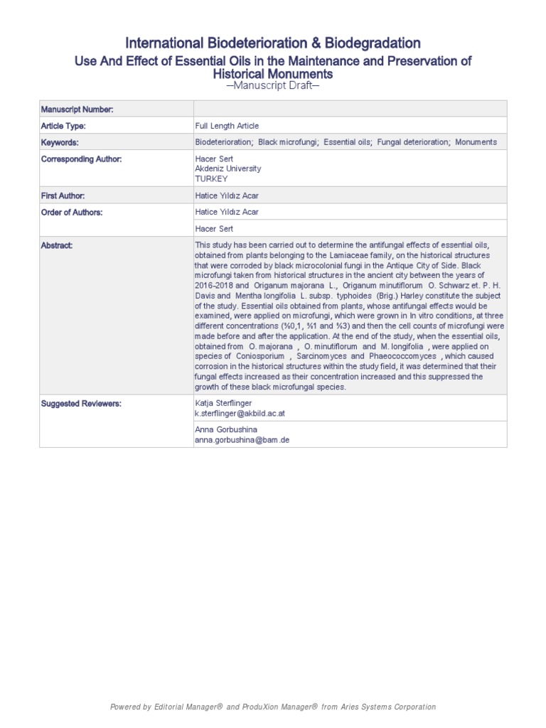 International Biodeterioration & Biodegradation | PDF | Statistics | Plants