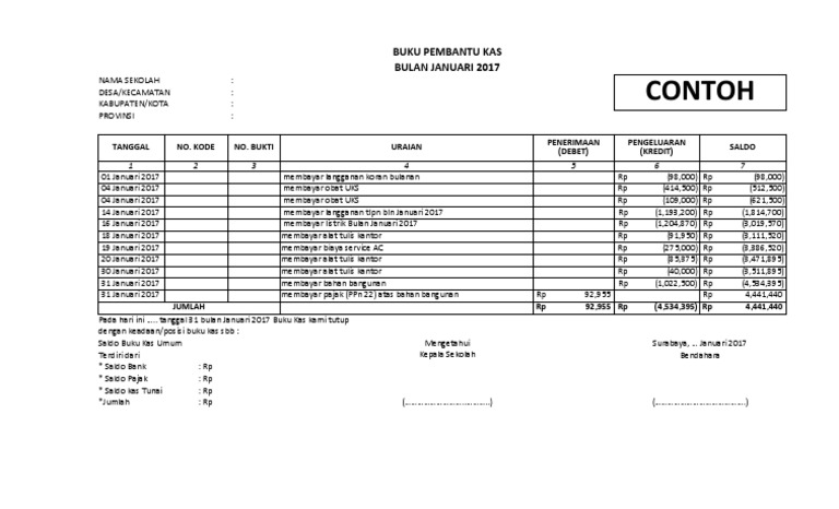 4. CONTOH BKU.xlsx | PDF