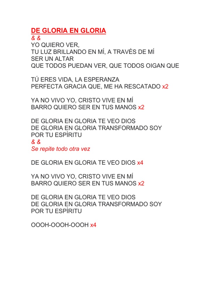 De Gloria en Gloria PDF | PDF