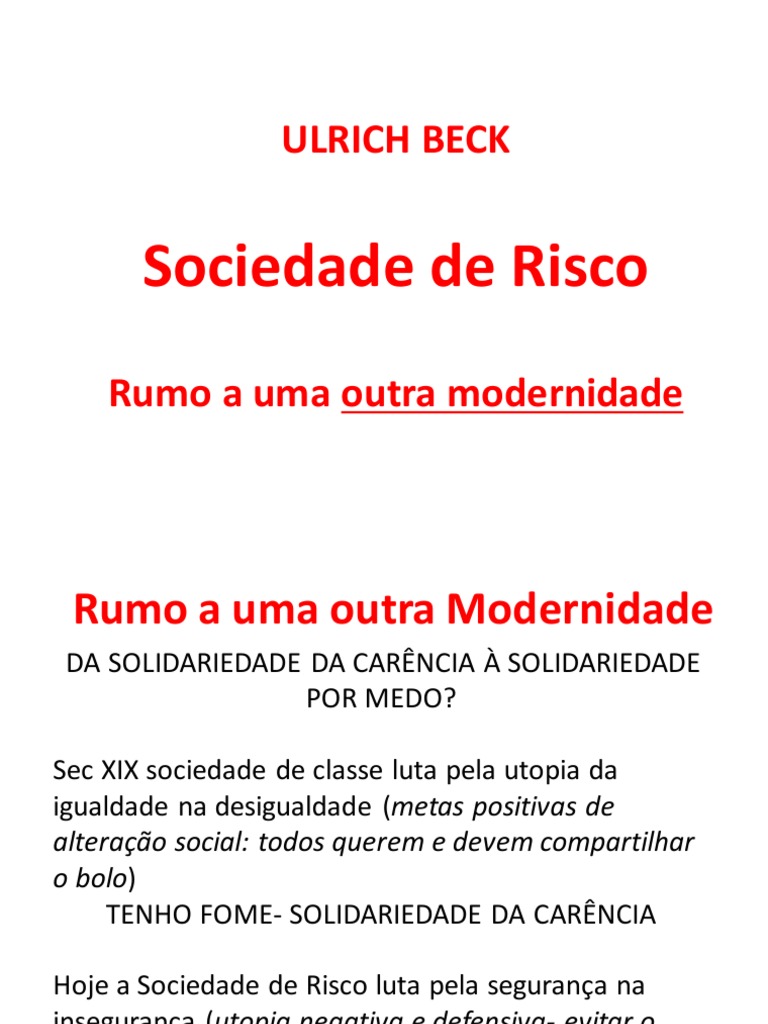 BECK, Ulrich. Sociedade de Risco | PDF | Science