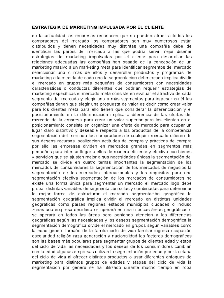 Estrategia de Marketing Impulsada Por El Cliente, Leer | PDF | Marketing | Mercado (economía)