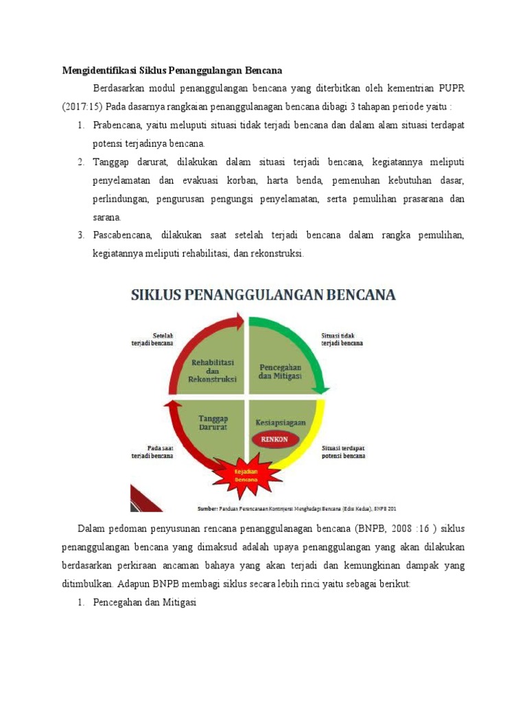 Mengidentifikasi Siklus Penanggulangan Bencana Pdf