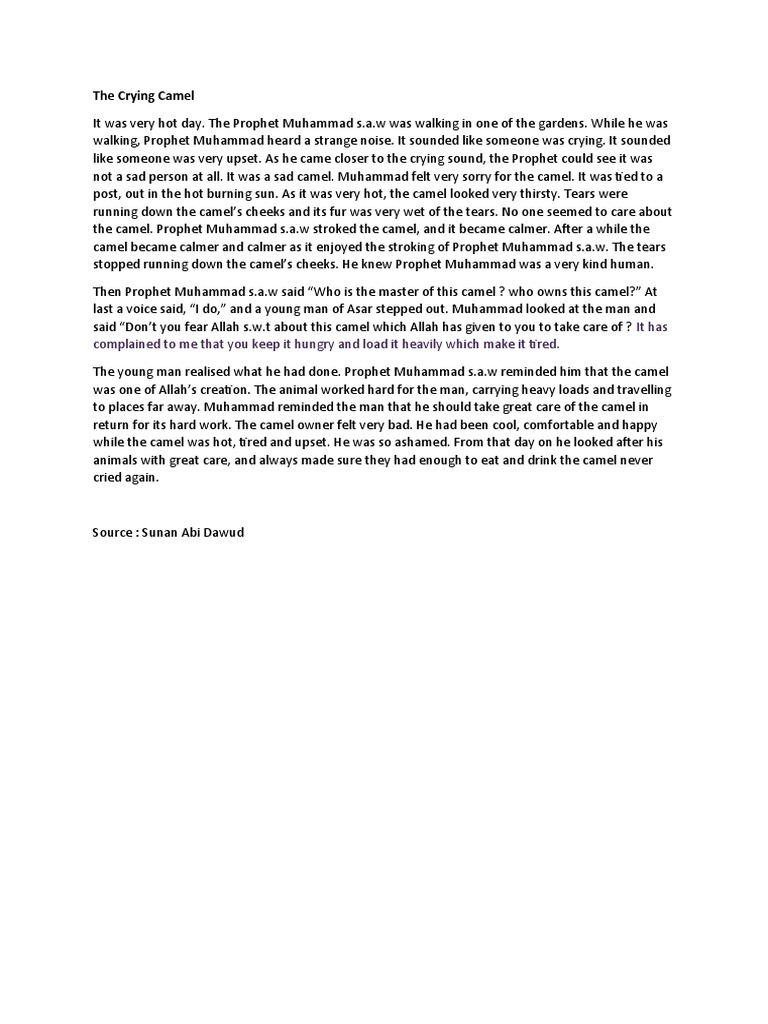 Story 1 The Crying Camel | PDF