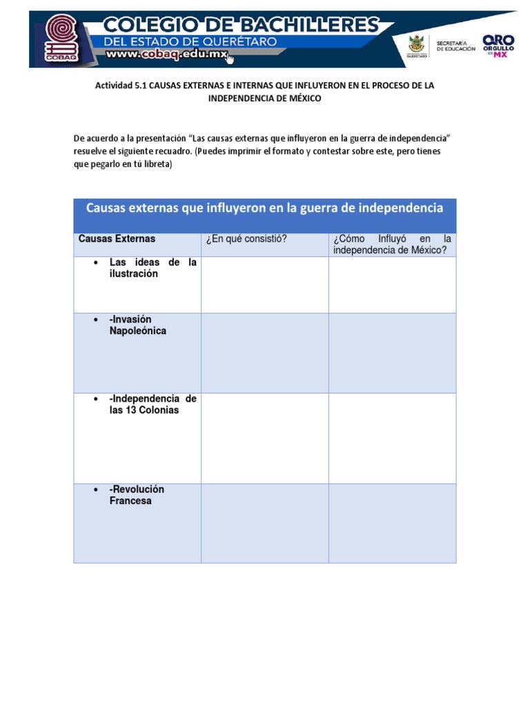 Causas Internas y Externas de La Guerra de Independencia | PDF
