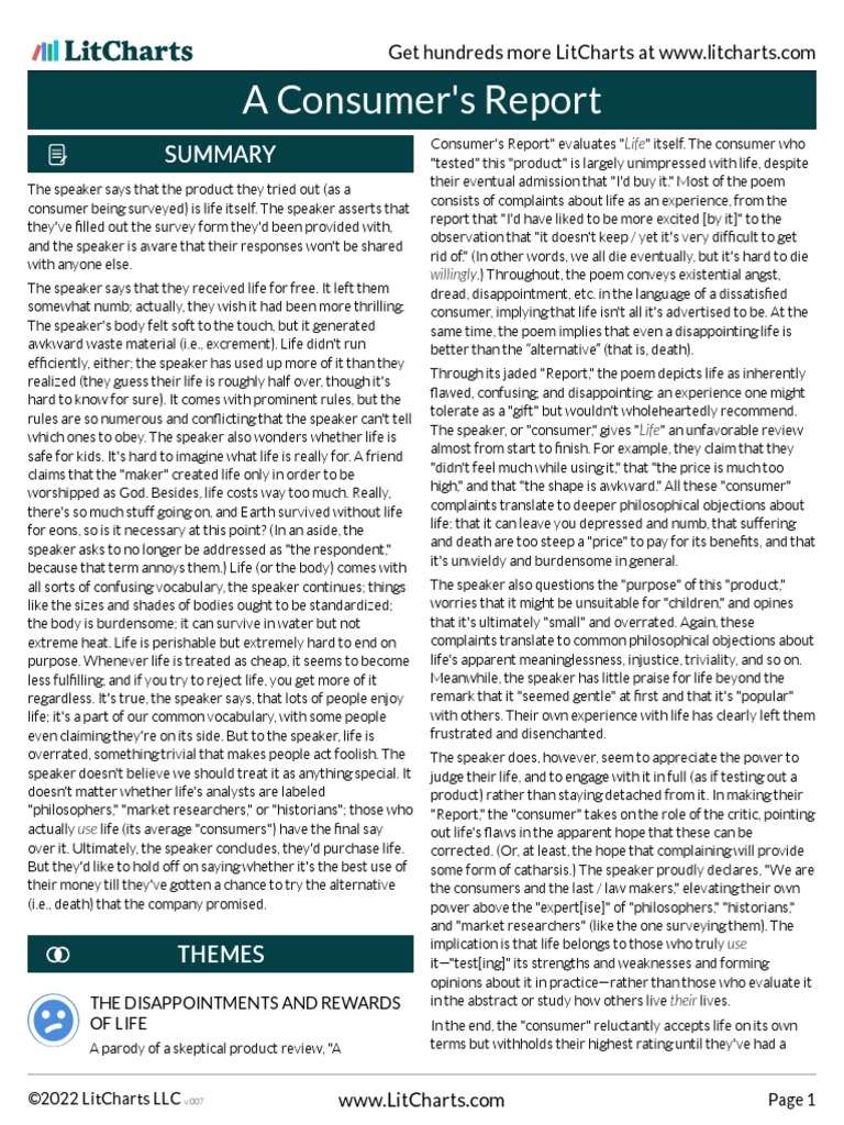 LitCharts A Consumer S Report PDF | PDF | Irony | Poetry