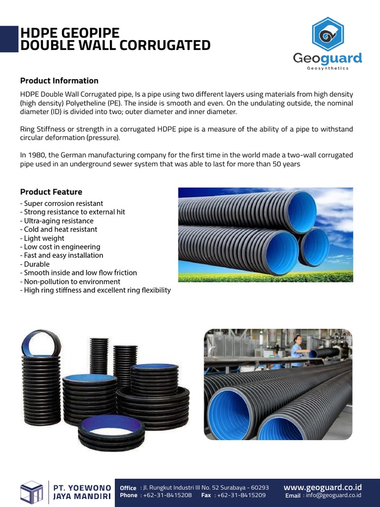 BROSUR - HDPE GEOPIPE DW CORRUGATED | PDF | Pipe (Fluid Conveyance ...